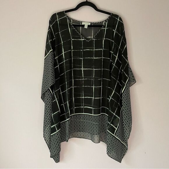 Susan Graver | Sweaters | Susan Graver Qvc Poncho 2x Black Windowpane ...